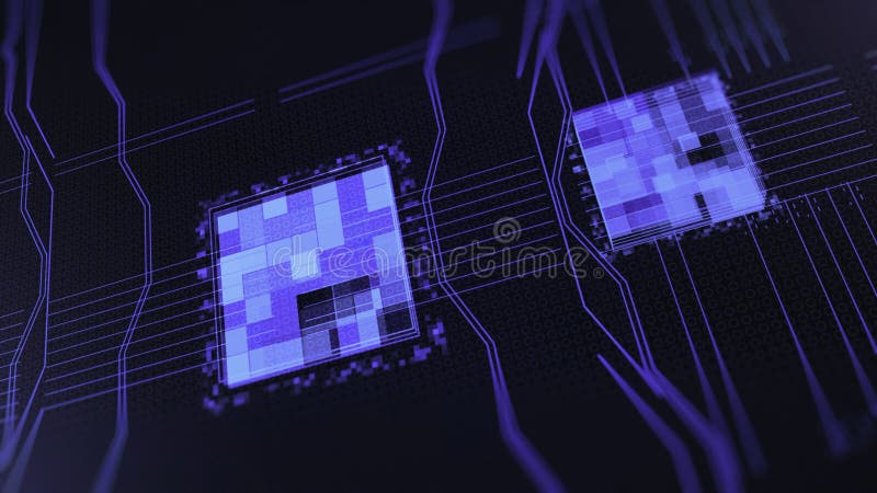 Processors CPU Concept. Animation. Motherboard Digital Chip. Abstract ...