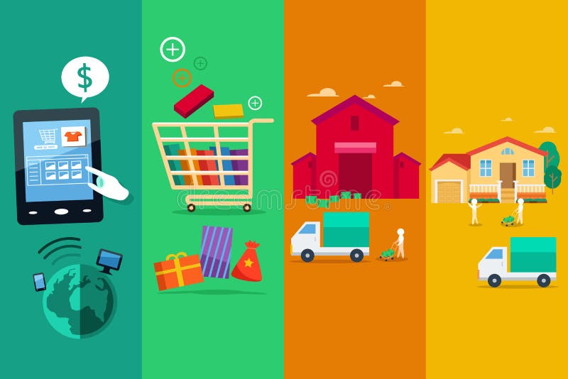 Processus En Ligne De L'achat Illustration de Vecteur - Illustration du ...
