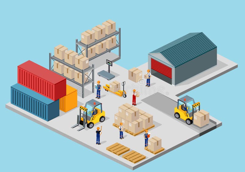 Ensemble D'icônes Isométriques D'entrepôt, Schéma, Concept Logistique ...