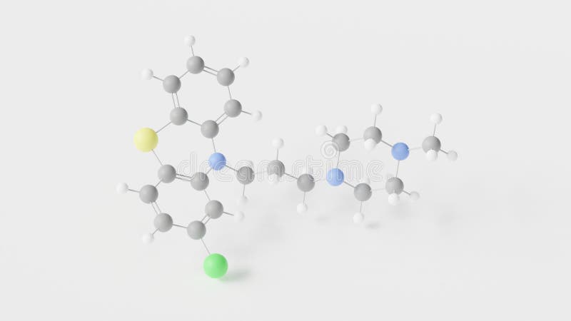 Prochlorperazinemolecule 3d Moleculaire Constructie Bal En Stick Model ...