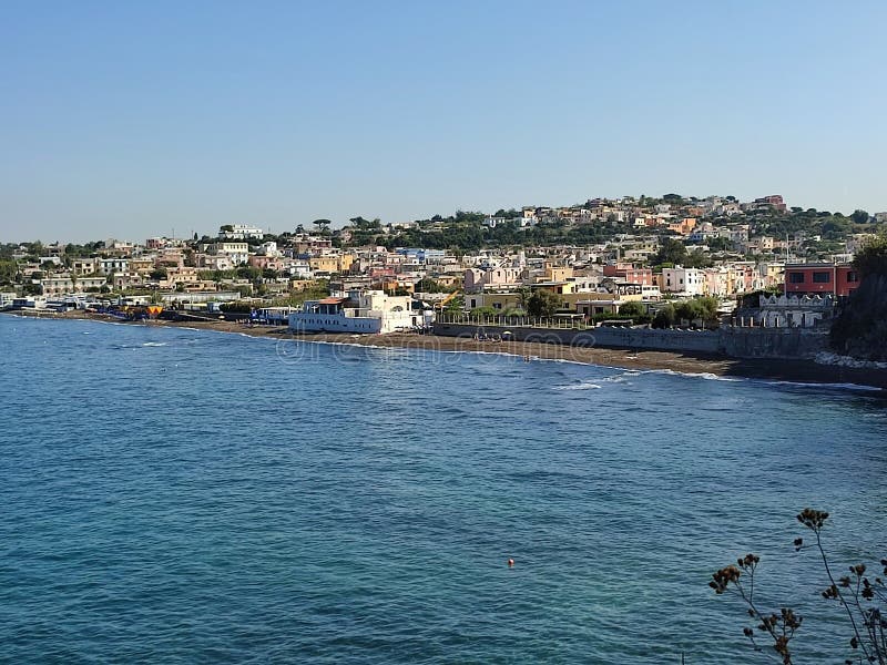 Procida - Spiaggia Di Chiaiolella Dal Ponte Di Vivara Stock Photo ...