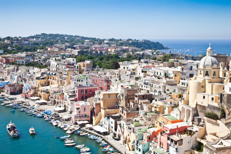 Procida view stock image. Image of panoramic, gulf, boat - 21690763