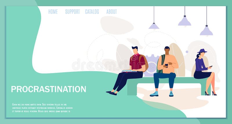 Procrastinating People Flat Vector Web Banner Stock Vector ...