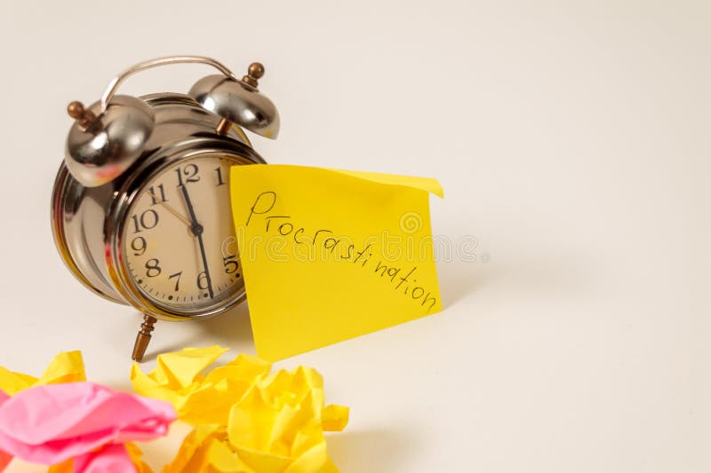 Procrastination: Close-up of an Alarm Clock and Sticky Notes ...