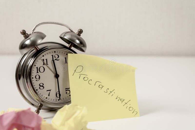Procrastination: Close-up of an Alarm Clock and Sticky Notes ...