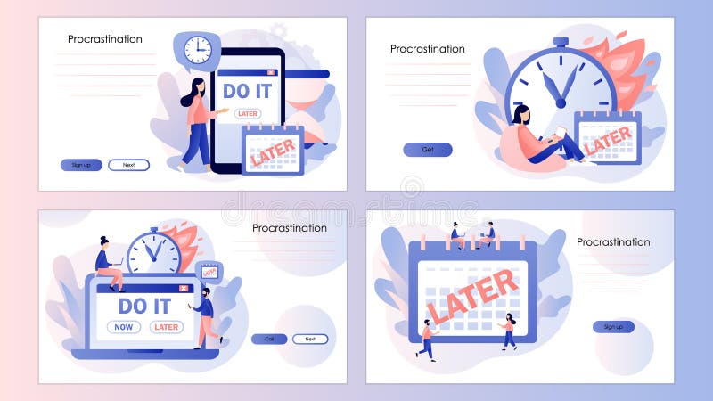 Procrastination Concept. Do it Later. Tiny People Procrastinating ...