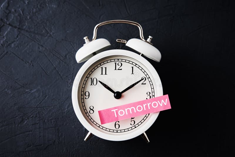 Procrastination, Delay And Postpone Concept. Alarm Clock With Sticky ...