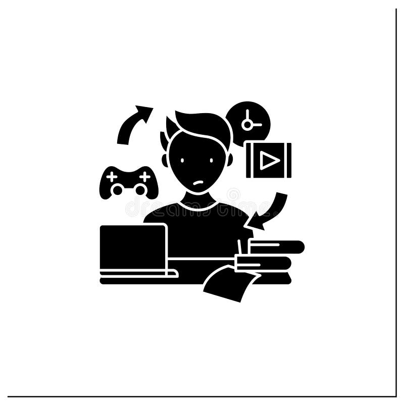 Procrastination Habit Glyph Icon Stock Vector - Illustration of routine ...