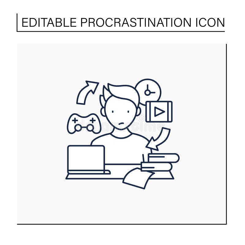 Procrastination Line Icons Set Stock Vector - Illustration of relax ...