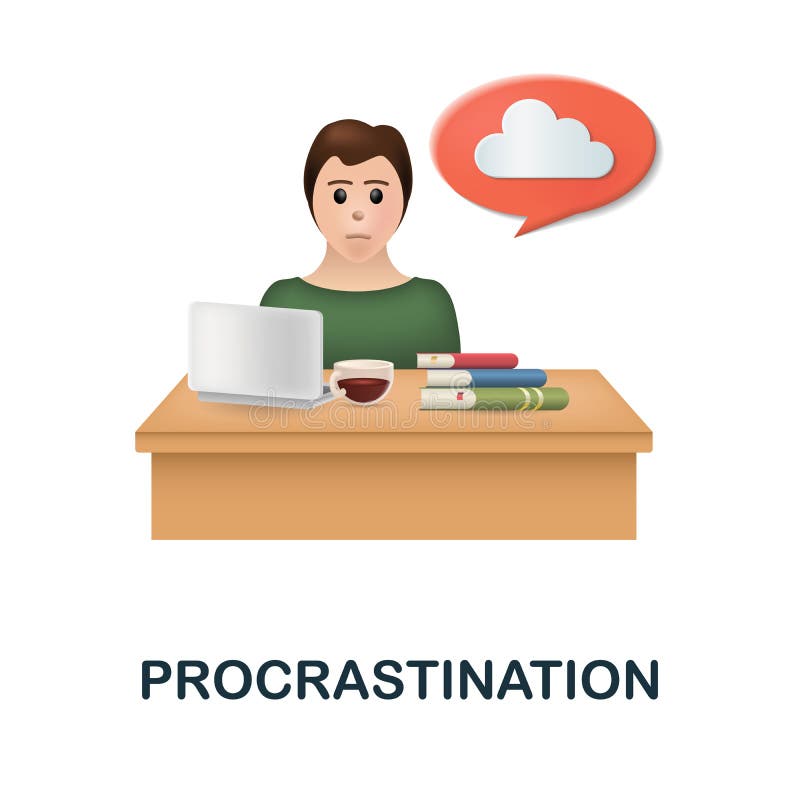 Procrastination Icon. Monochrome Simple Human Productivity Icon for ...