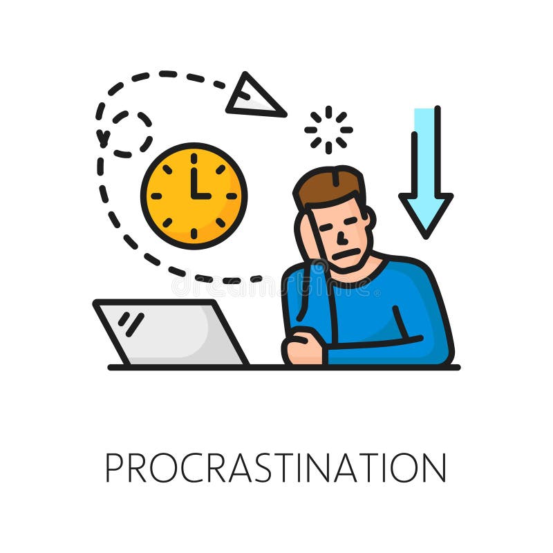 Procrastination Psychological Disorder Problem Stock Vector ...
