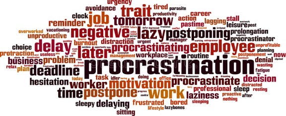Procrastination word cloud stock vector. Illustration of later - 280143284