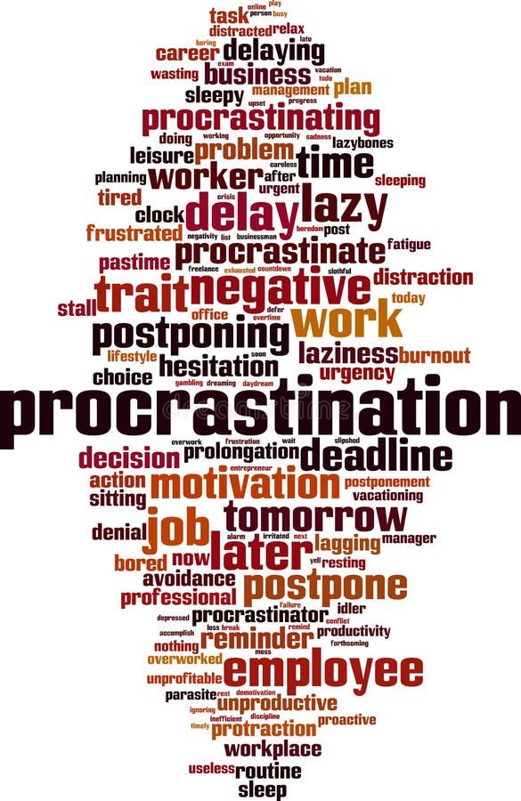 Procrastination word cloud stock vector. Illustration of trait - 282475693