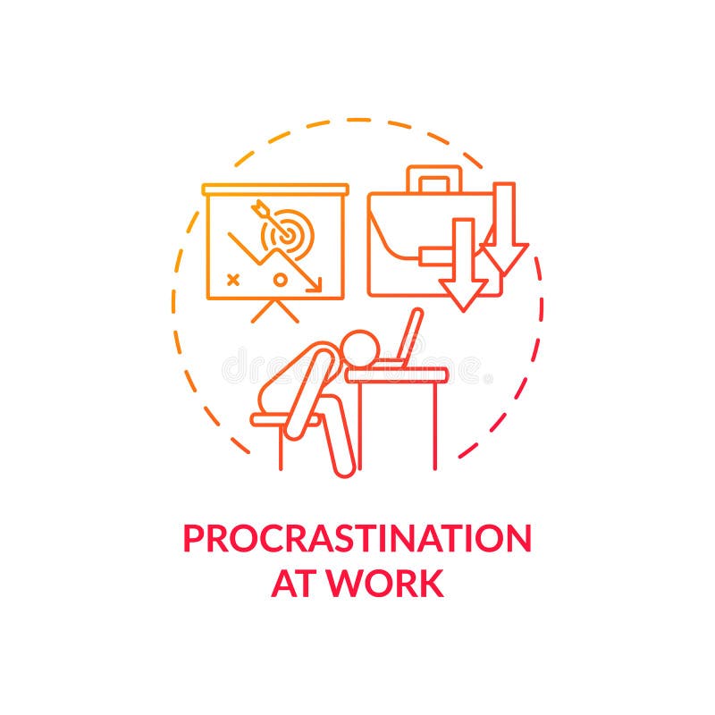 Procrastination at Work Red Gradient Concept Icon Stock Vector ...