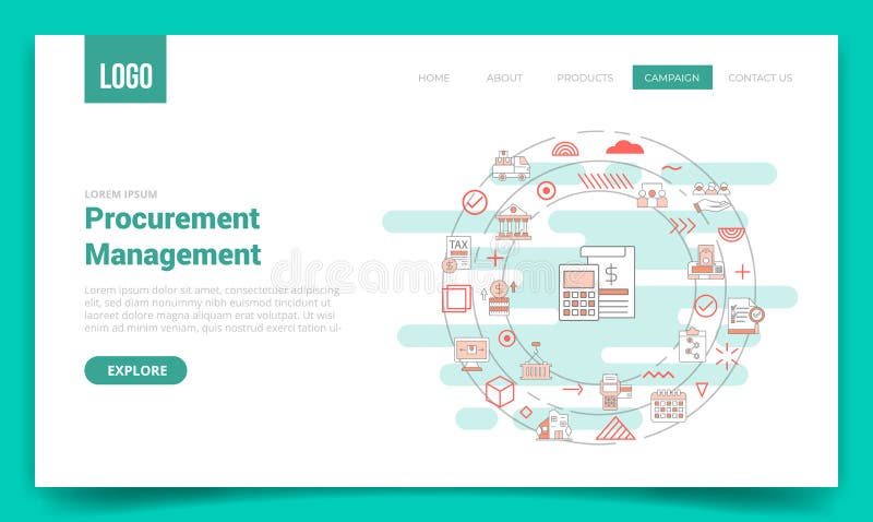 Procurement Management Concept with Circle Icon for Website Template or ...