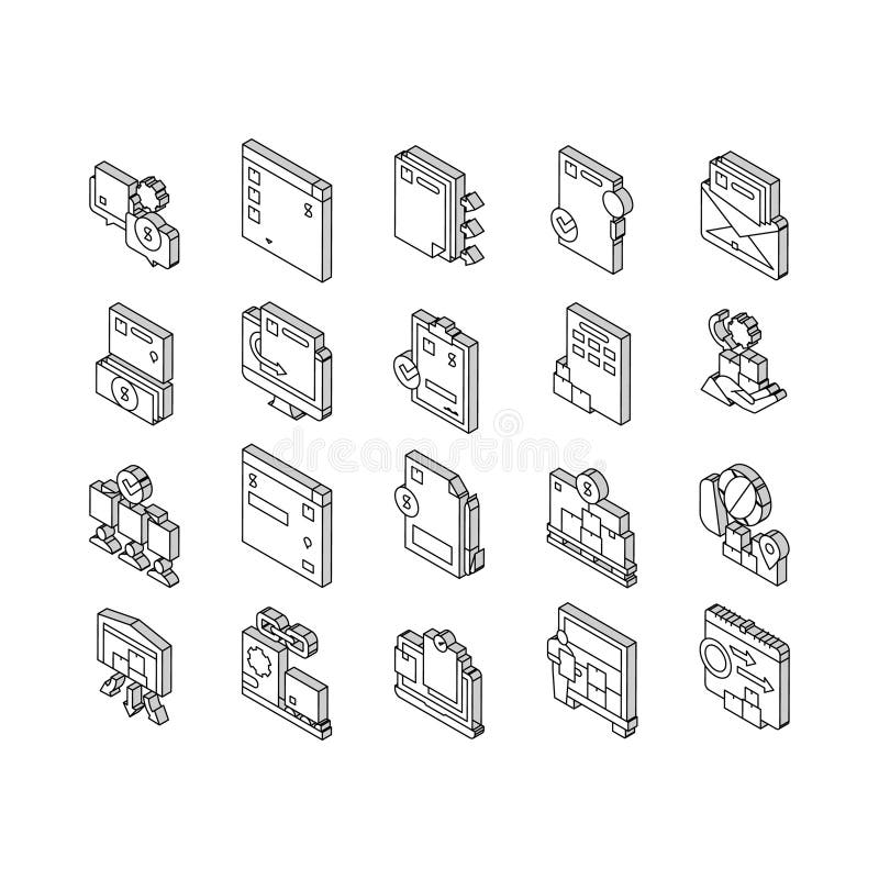 Procurement Process Collection Isometric Icons Set Vector Stock Vector ...