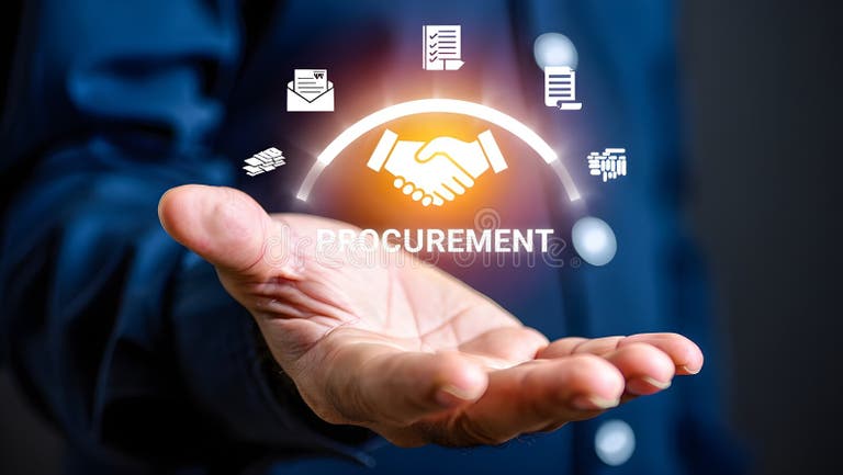 Procurement Process Visualized with Icons and a Handshake Symbolizing ...