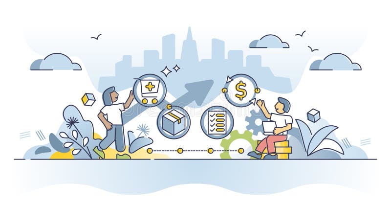 Procurement Management Key Work Elements for Demand Supply Outline Diagram Stock Vector ...
