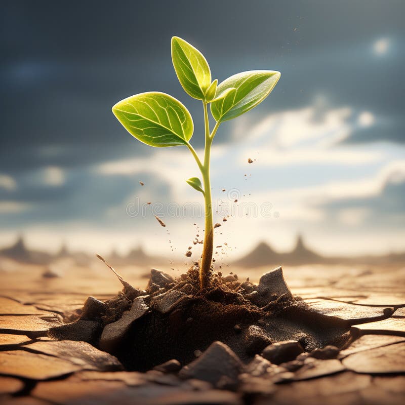 Produce an Artistic Representation of a Young Seedling Pushing through ...