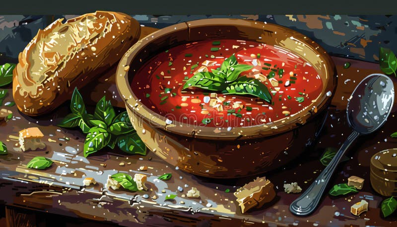 Produce a Digital Pixel Art Rendition of a Refreshing Gazpacho Served ...