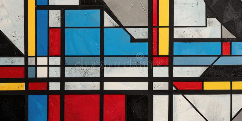 Produce Geometric Art with Primary Colors and Black Lines for a ...