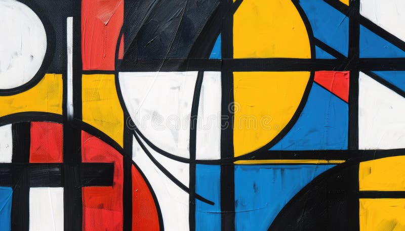 Produce Geometric Art with Primary Colors and Black Lines for a ...