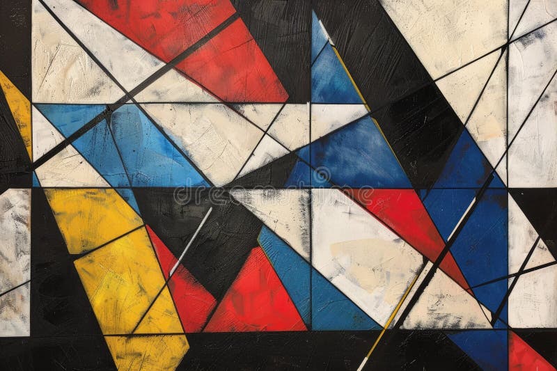 Produce Geometric Art with Primary Colors and Black Lines for a ...