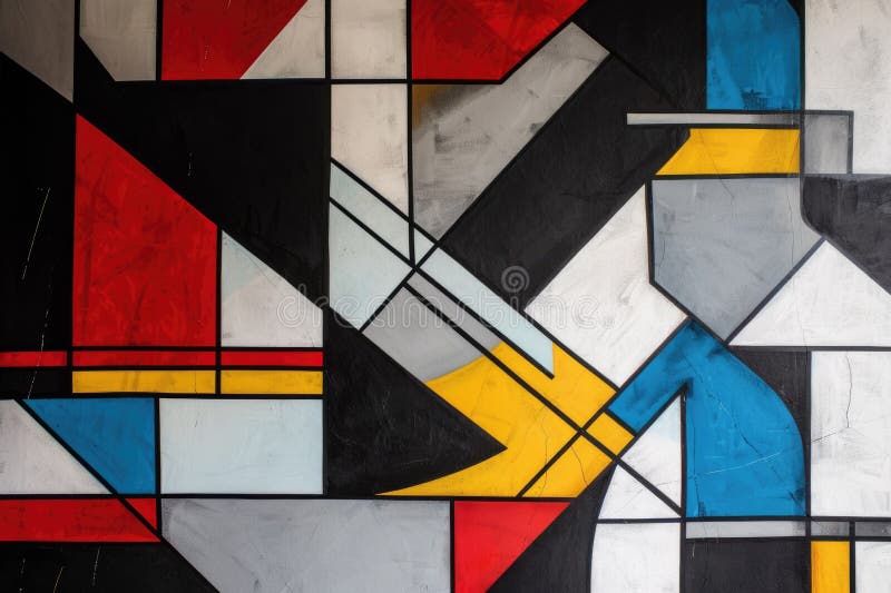 Produce Geometric Art with Primary Colors and Black Lines for a ...