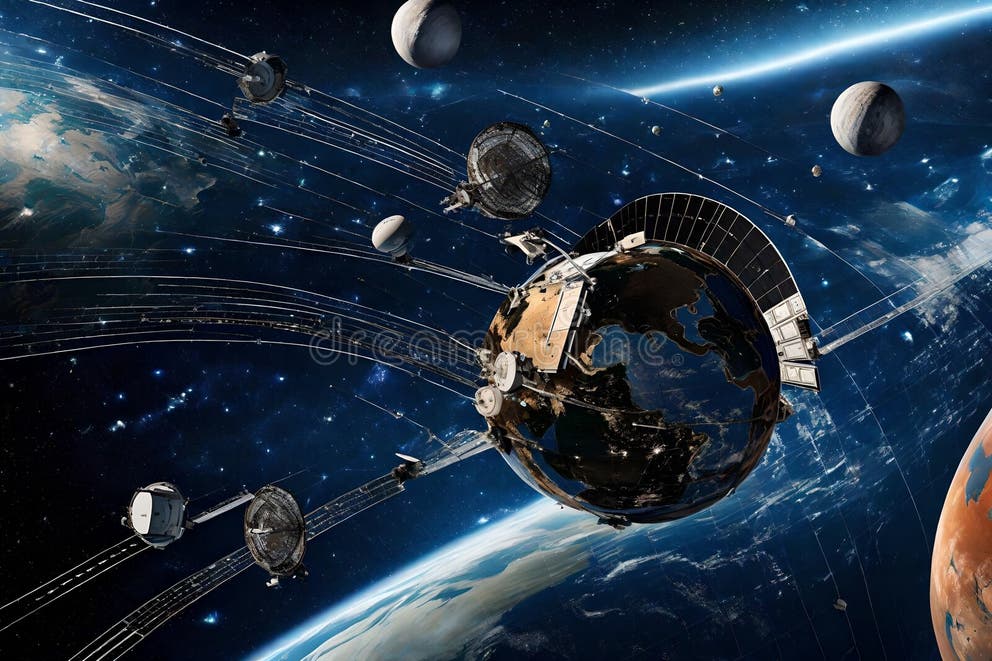 An Image of a Satellite Array in Earth S Orbit, Capturing Multiple ...