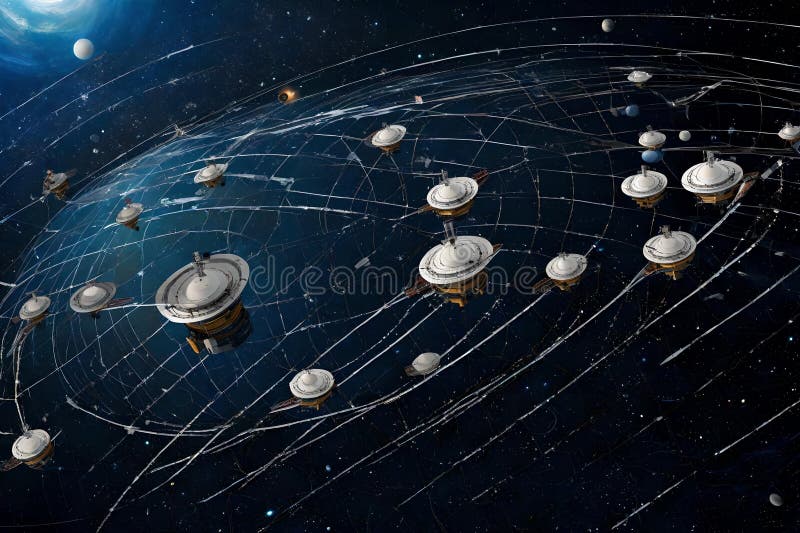 An Image of a Satellite Array in Earth S Orbit, Capturing Multiple ...