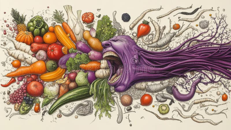 Produce Overload, a Visual Feast Stock Illustration - Illustration of ...