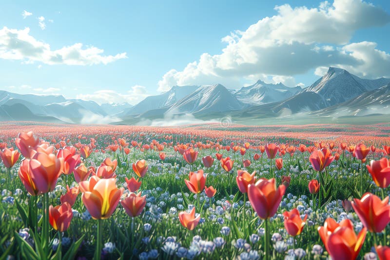 Produce a Stunning Digital Rendering of a Vast Tulip Landscape ...