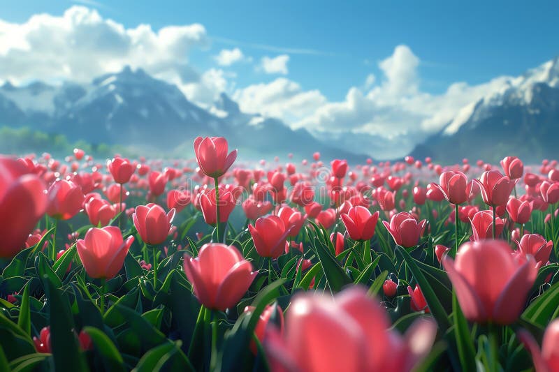Produce a Stunning Digital Rendering of a Vast Tulip Landscape ...