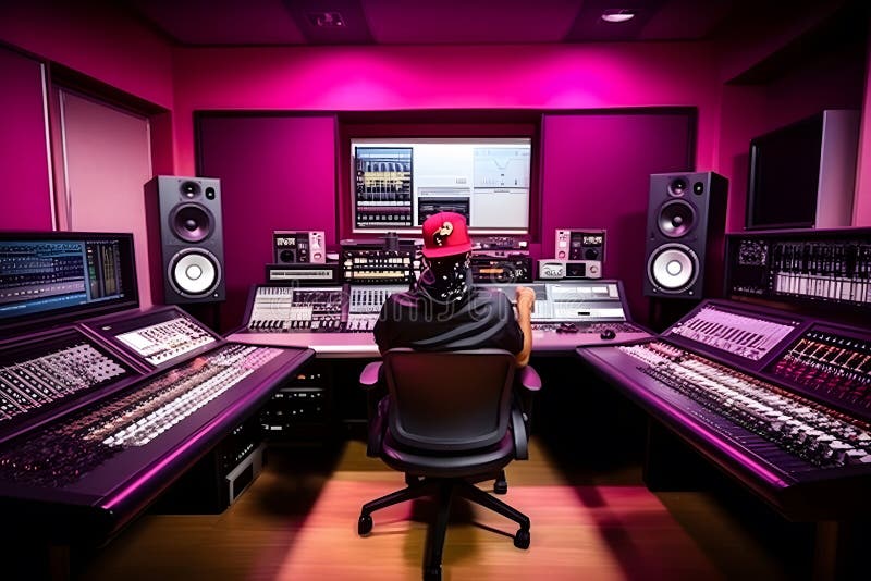 Producer Working in Sound Design Studio. Neural Network AI Generated ...