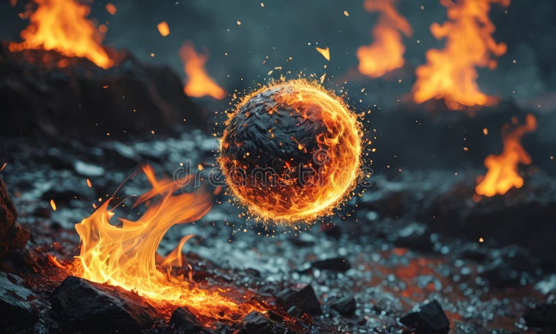 Ball Fire is Exploding in the Air Stock Illustration - Illustration of ...