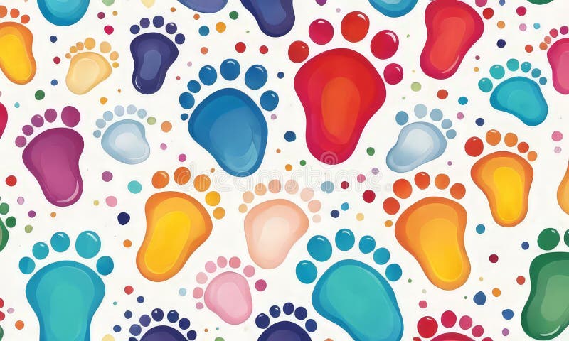 Colorful Footprints Seamless Pattern Stock Illustration - Illustration ...