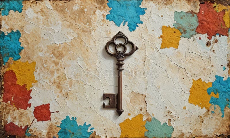 Rusty key on piece paper stock illustration. Illustration of rising ...