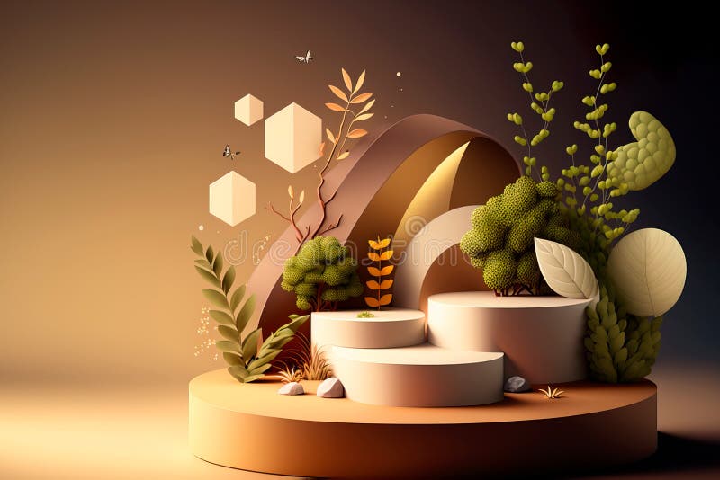 Product Banner, Podium Platform with Geometric Stock Illustration ...