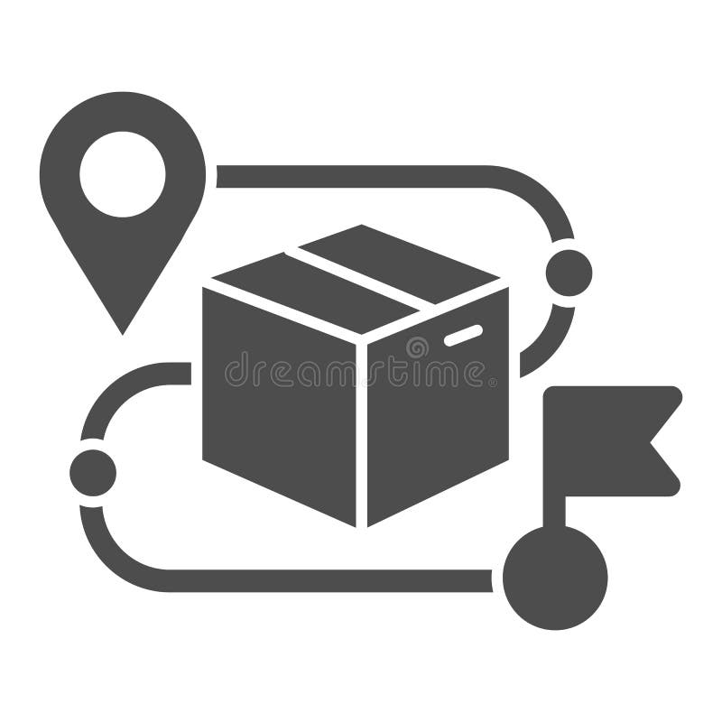 Product Box and Map Pin Solid Icon, Shipping Delivery Symbol, Package ...