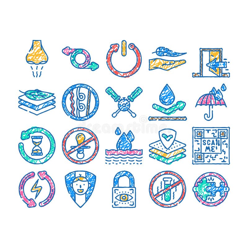 Product Caution Label Warning Icon Hand Drawn Stock Vector ...