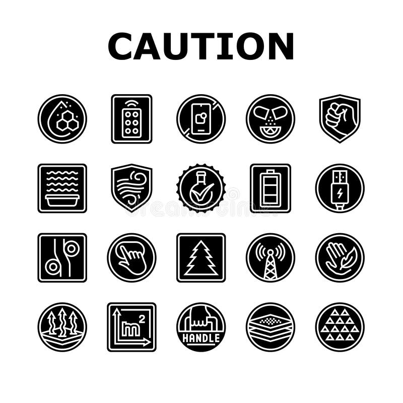 Product Caution Label Warning Icons Set Vector Stock Illustration ...