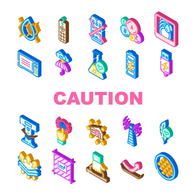 Product Caution Label Warning Icons Set Vector Stock Illustration ...