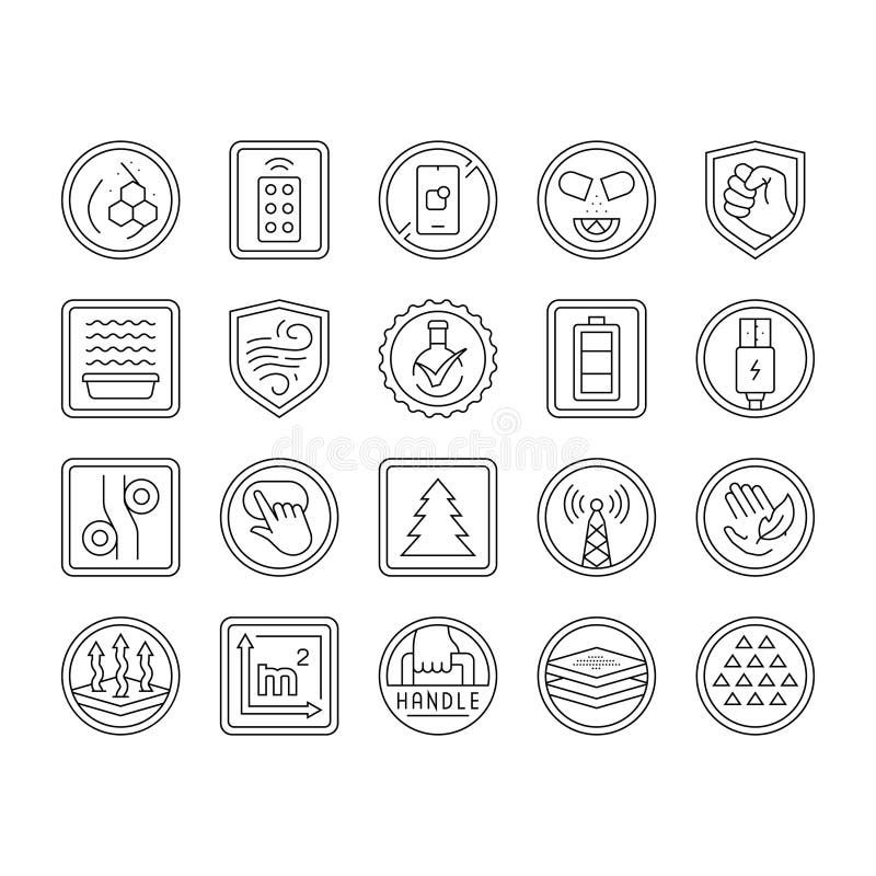 Product Caution Label Warning Icons Set Vector Stock Illustration ...