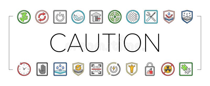 Product Caution Label Warning Icons Set Vector Stock Vector ...