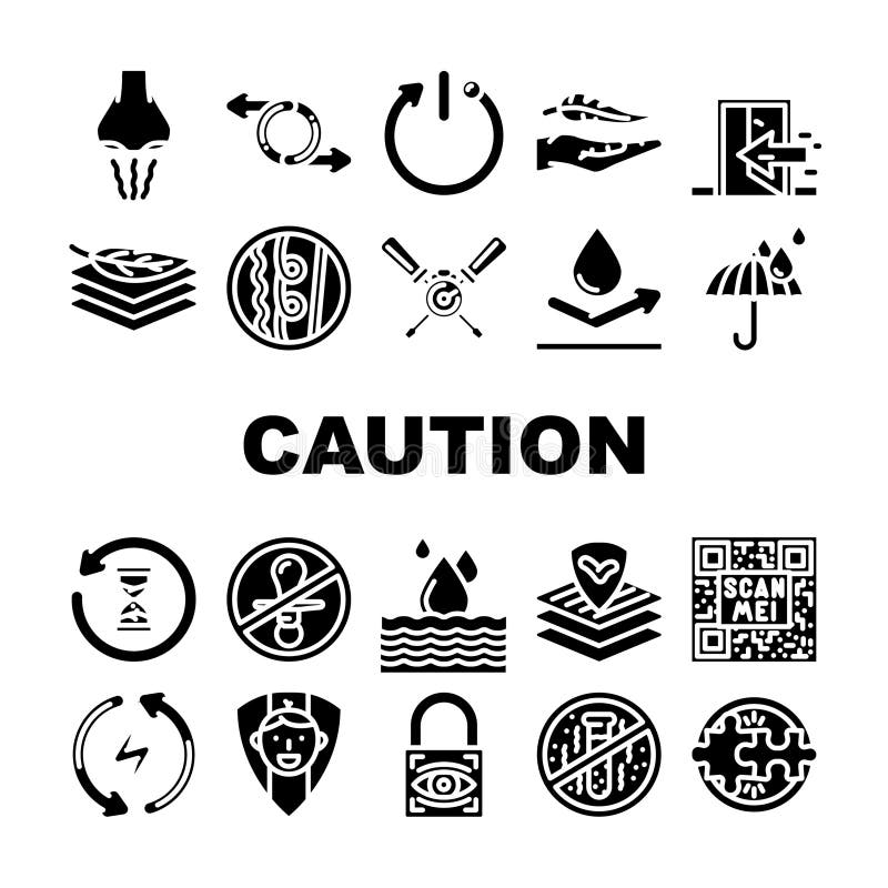 Product Caution Label Warning Icons Set Vector Stock Illustration ...
