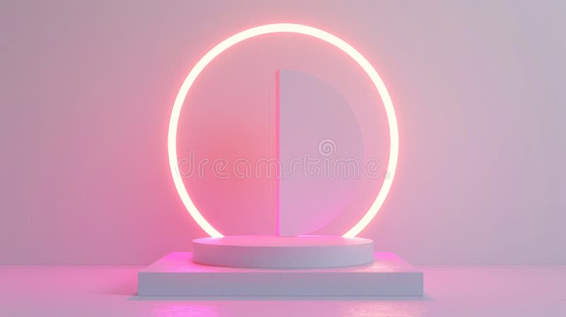 Product Demonstration, Advertising, and Presentation Podium with Neon ...