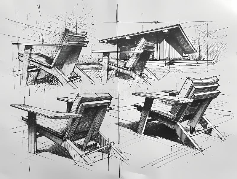 Product Design Draft Sketch of a Chair, a Drawing of a Chair Stock ...