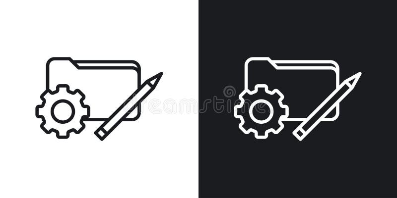 Development Product Icon Set. Preferences Folder and Pencil Cogwheel ...