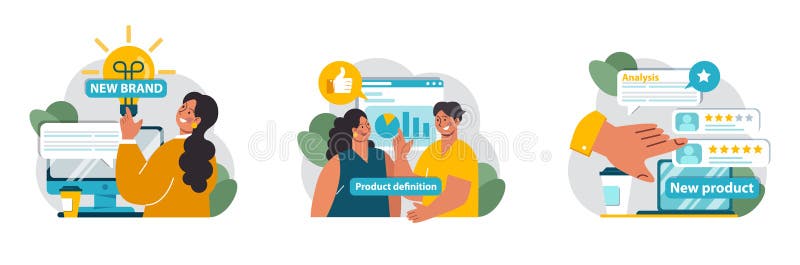 Product Development Set. New Brand or Start Up Launch Stages Stock ...