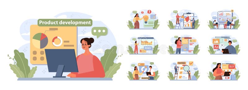 Product Development Set. New Brand or Start Up Launch Stages Stock ...